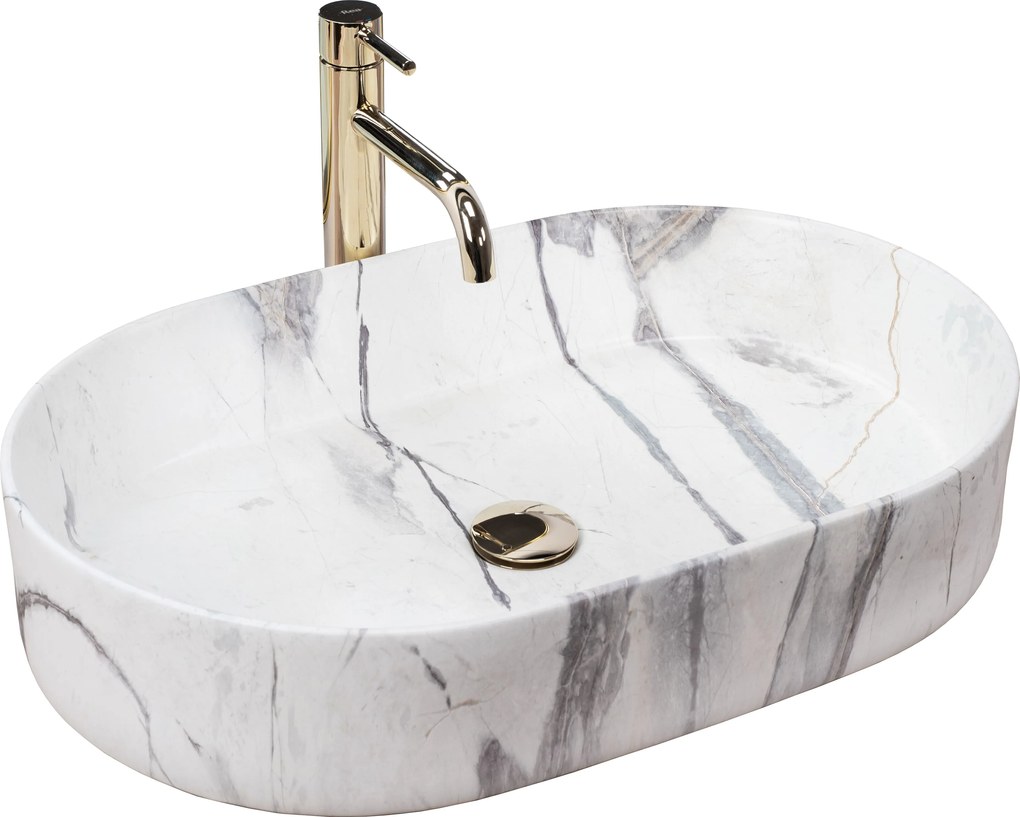 Rea Nadia Sand, umyvadlo na desku 60x38x13 cm, imitace kamene Sand, REA-U5800