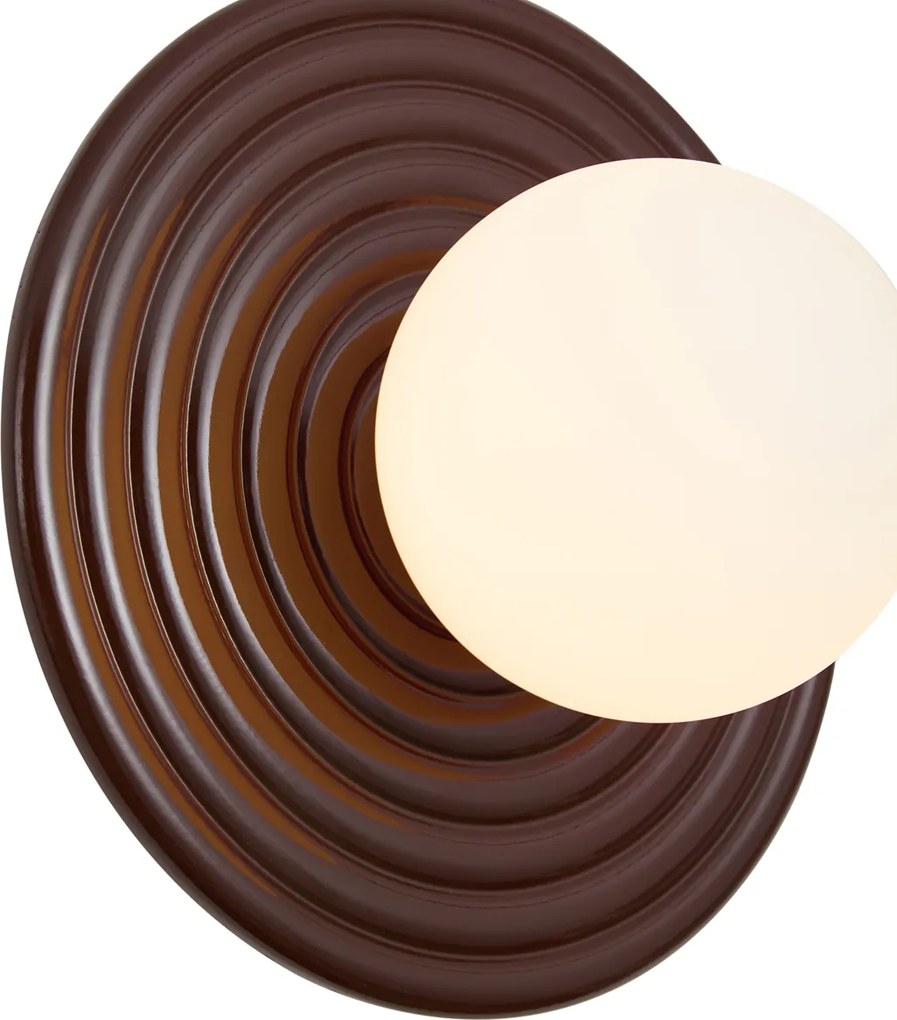 Retro nástěnné svítidlo hnědé s opálovým kulatým 20cm IP44 - Lila
