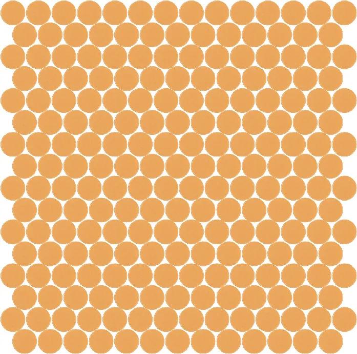 Hisbalit Obklad skleněná oranžová Mozaika 326B MAT kolečka  kolečka prům. 2,2 (33,33x33,33) cm - KOL326BMH