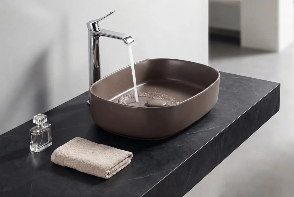 Isvea Isvea, INFINITY OVAL keramické umyvadlo na desku, 55x36cm, taupe, 10NF65055-2H