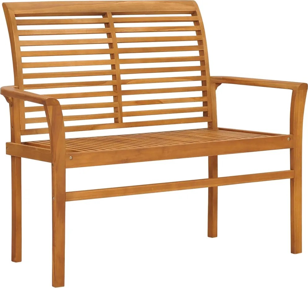 Zahradní lavice se zelenou poduškou 112 cm masivní teak 3062654