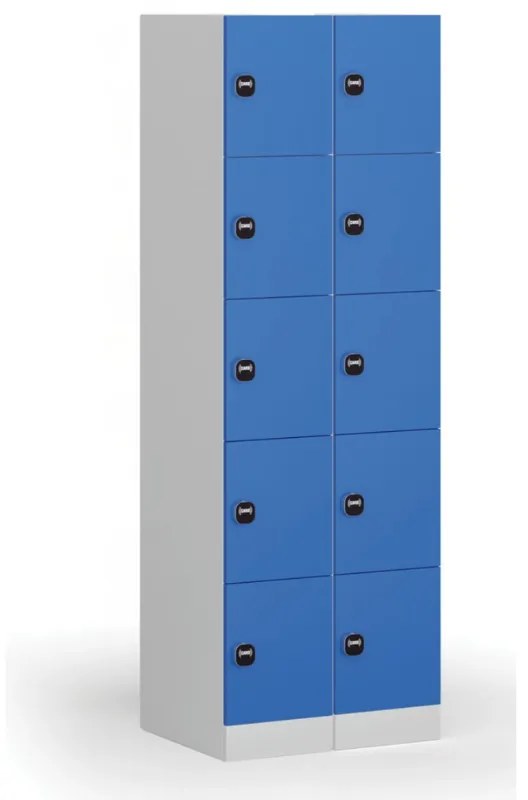 Šatní skříňka S1 s úložnými boxy, 5 boxů, 1850 x 300 x 500 mm, demont, RFID zámek, béžové dveře