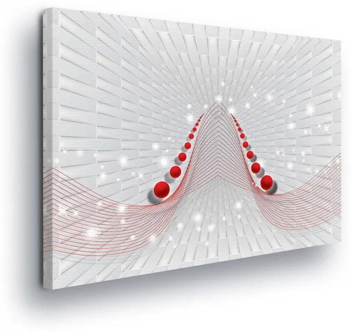 GLIX Obraz na plátně - Abstraktní 3D Bílá Dráha a Červené prvky 100x75 cm