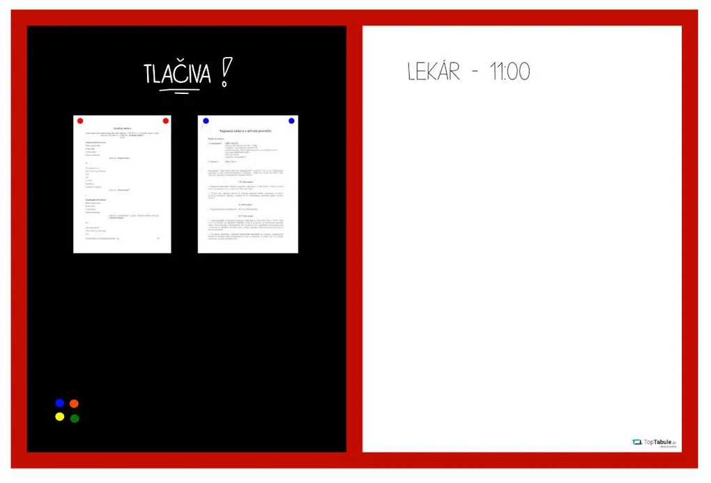 Toptabule.sk Kombinovaná magnetická tabule v dřevěném rámu – 5 fareb rámu 60x40 cm