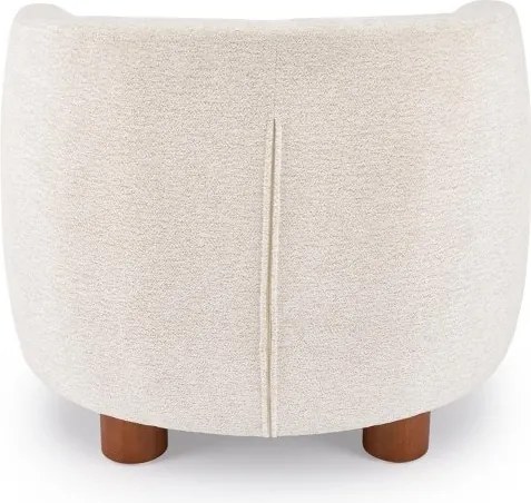 Designové křeslo BAKER — dřevo, látka, krémová