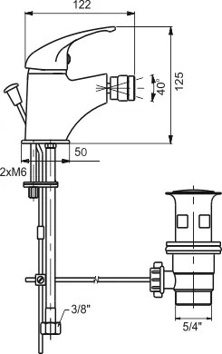 NOVASERVIS bidetová baterie s výpustí METALIA 55 chrom, 55011,0