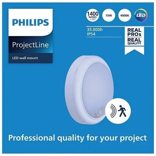 Philips - LED Nástěnné svítidlo se senzorem PROJECTLINE LED/15W/230V IP54