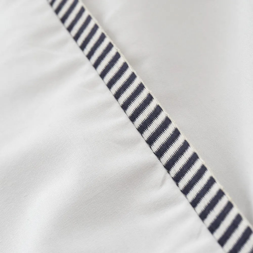 Bílé 3dílné povlečení na dvoulůžko z bavlněného perkálu 200x200 cm Contrast Trim – Bianca