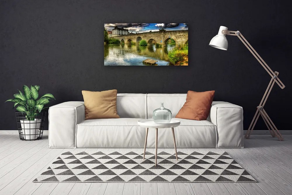 Obraz na plátně Most Řeka Architektura 140x70 cm