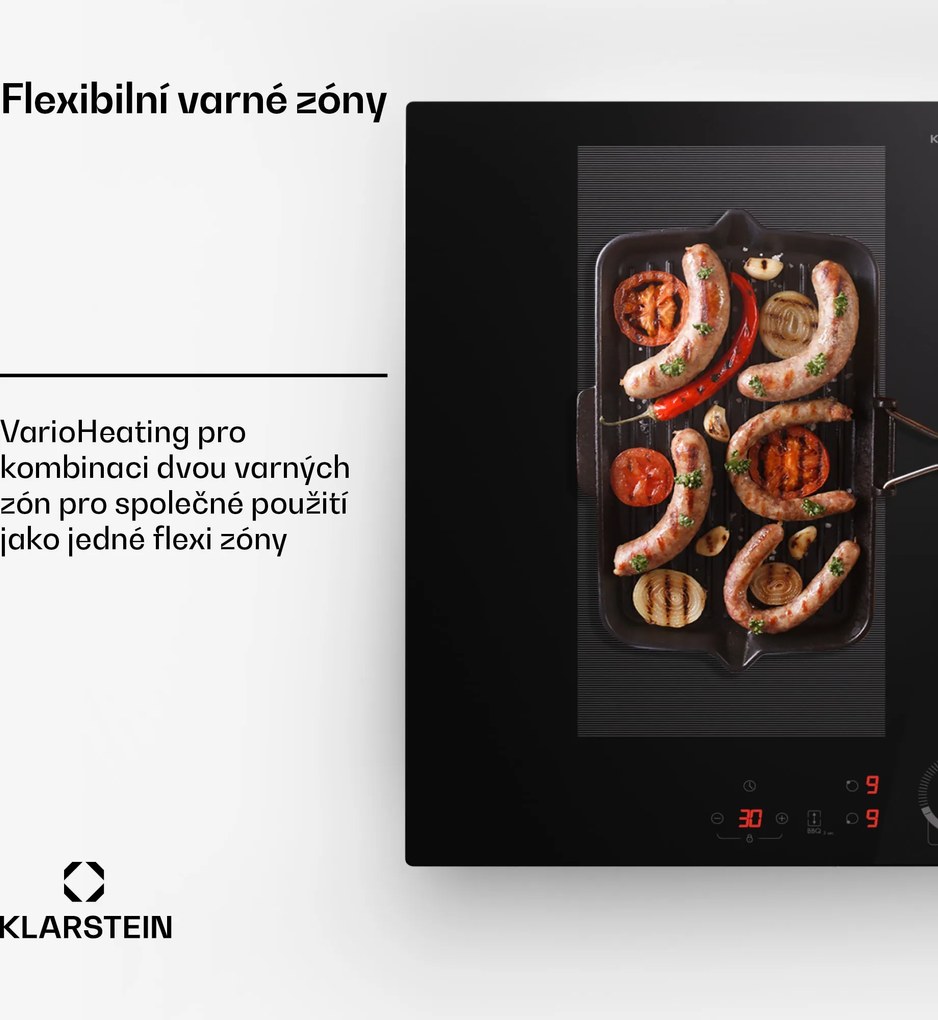 Klarstein Delicatessa 70 Flex, vestavná indukční varná deska, 4 zóny, 7000W, sklokeramika
