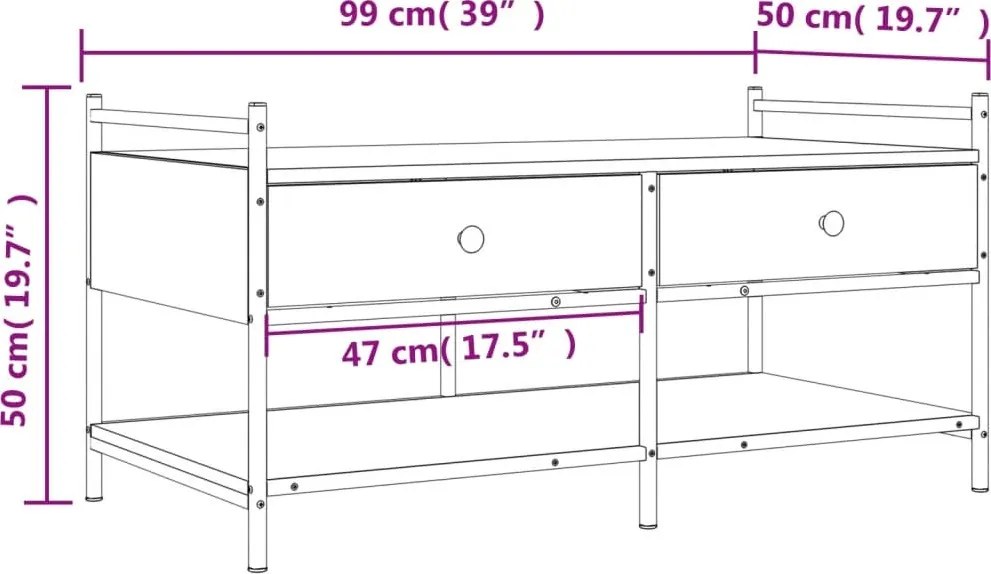 vidaXL Konferenční stolek 99 x 50 x 50 cm kompozitní dřevo [833961] Barva: kouřový dub