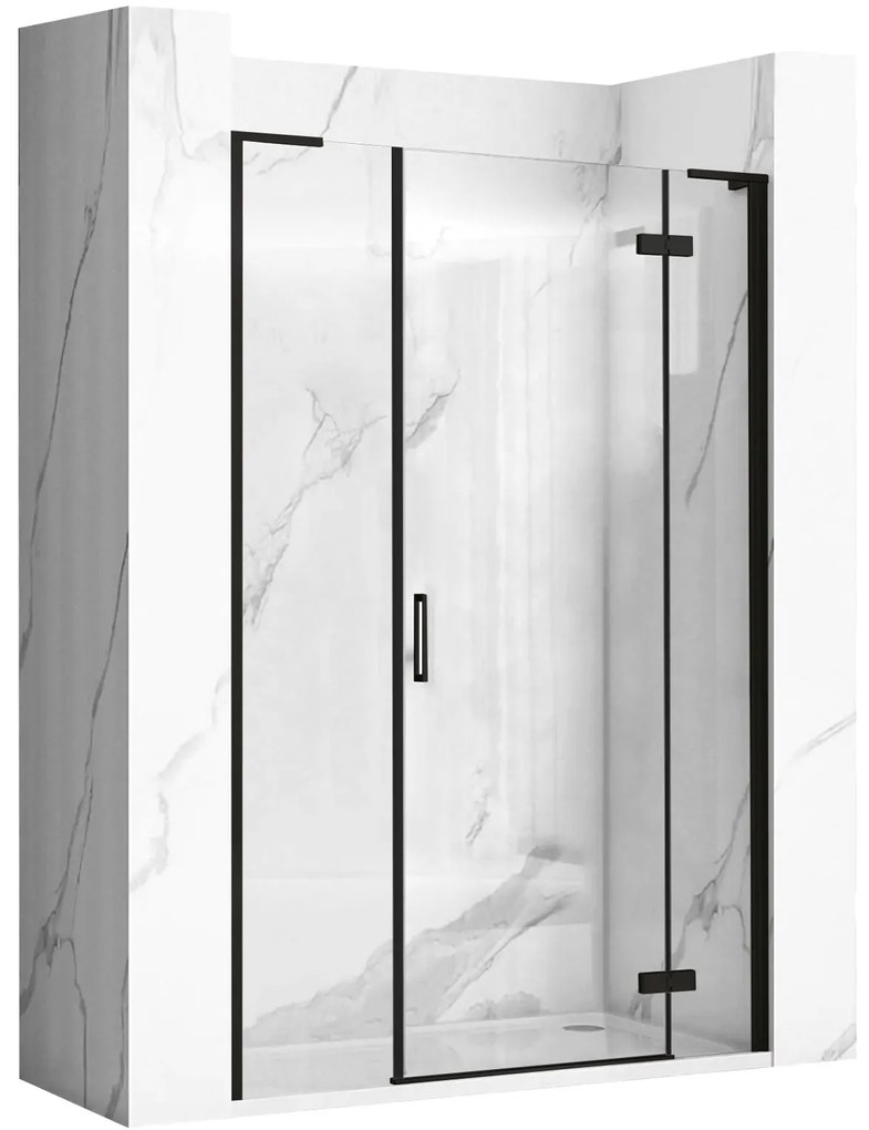 Rea Hugo, 1-křídlé sprchové dveře do otvoru 110x200,5 cm, 6mm čiré sklo, černý profil, KPL-45209