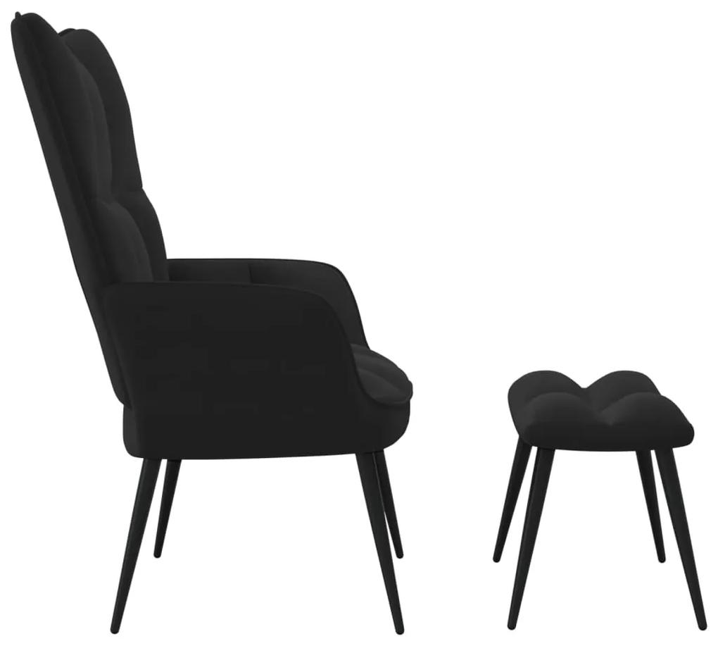 Relaxační křeslo Molde se stoličkou - samet | černé