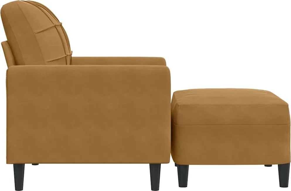Křeslo s podnožkou hnědé 60 cm samet 3278264