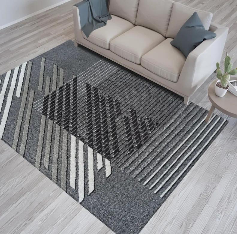 Designový koberec v šedé barvě s pruhy Šířka: 200 cm | Délka: 290 cm