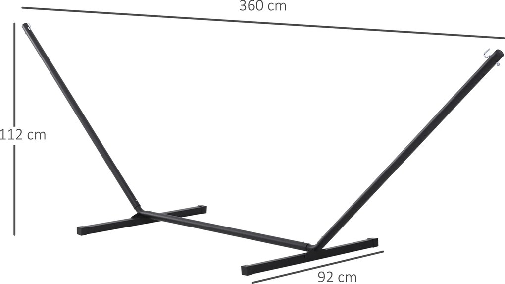 Rám houpací sítě Outsunny pro houpací sítě 360 x 92 x 115 cm kovový s háky do 120 kg pro zahradu a pláž |