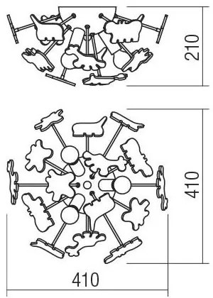 Redo 04-514-Dětské stropní svítidlo SAFARI 3xE14/3W/230V pr. 41 cm pestrobarevná