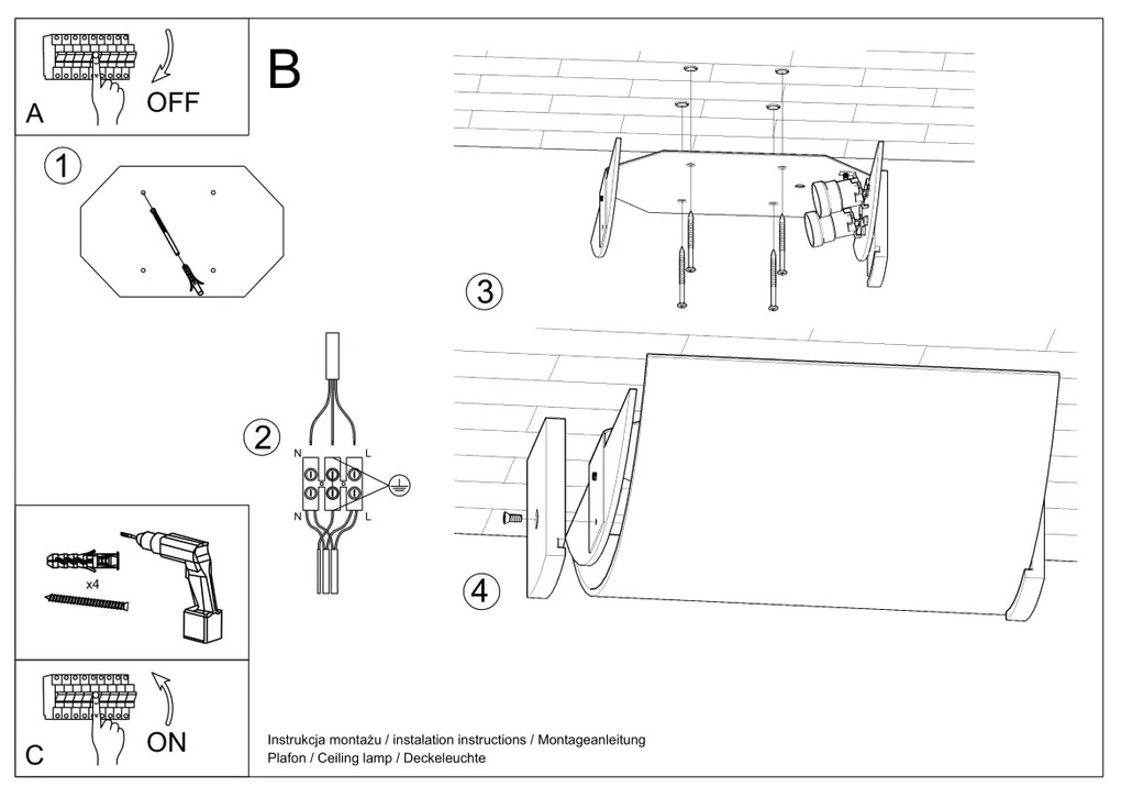 Stropní svítidlo Emilio, 1x mléčné skleněné stínítko, dřevo v barvě wenge
