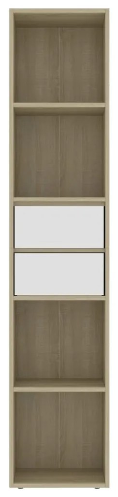 Knihovna Jaz - bílá a dub sonoma | 36x30x171 cm