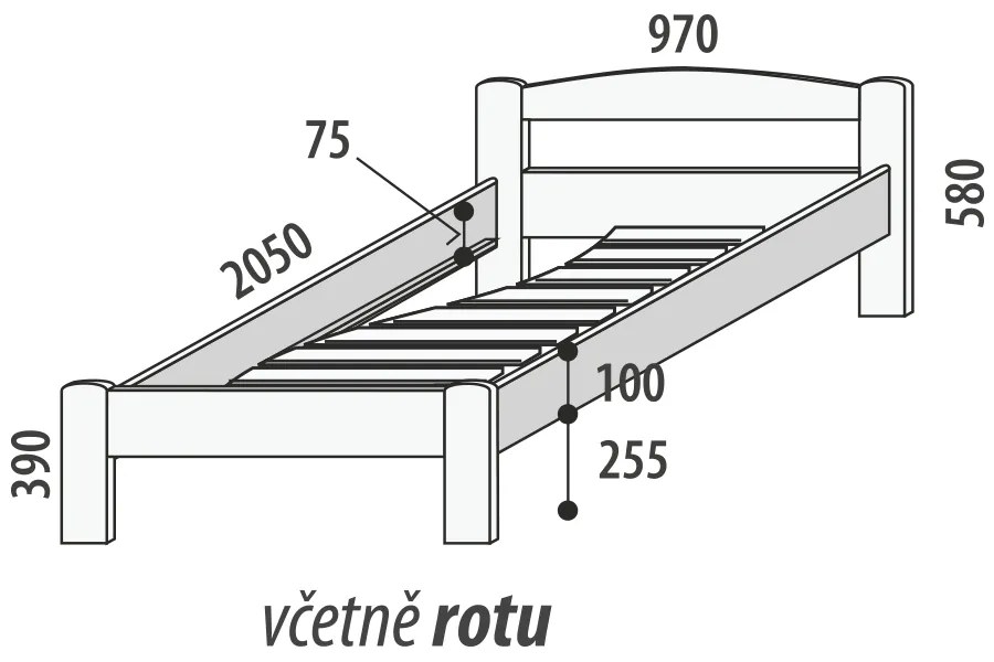 Postel Laďka 1 demont Domestav č.101 Materiál: Smrk, Povrchová úprava: Barevné lakování