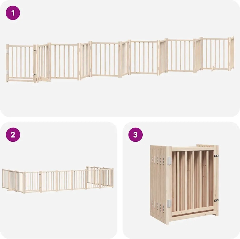 Zábrana pro psy s dvířky skládací 12 panelů 600 cm topol 3155698