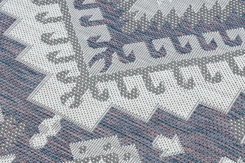 Dywany Łuszczów, Kusový koberec Sion Sisal Aztec 3007 blue/pink/ecru – na ven i na doma, 180x270, modrá, chodba / předsíň