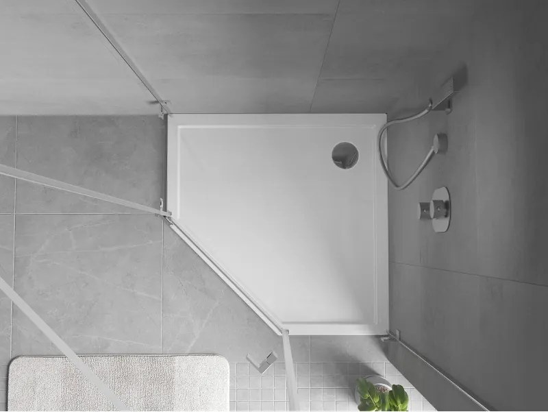 Mexen Flow Slim, pětiúhelníková sprchová vanička 80 x 80 cm, bílá lesklá, 46P108080