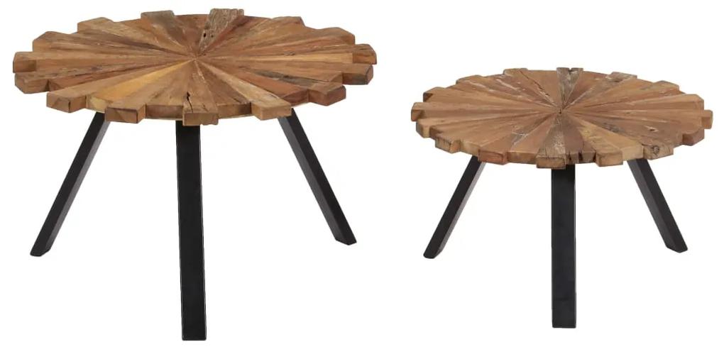 Konferenční stolky 2 ks masivní pražcové dřevo - Default Title