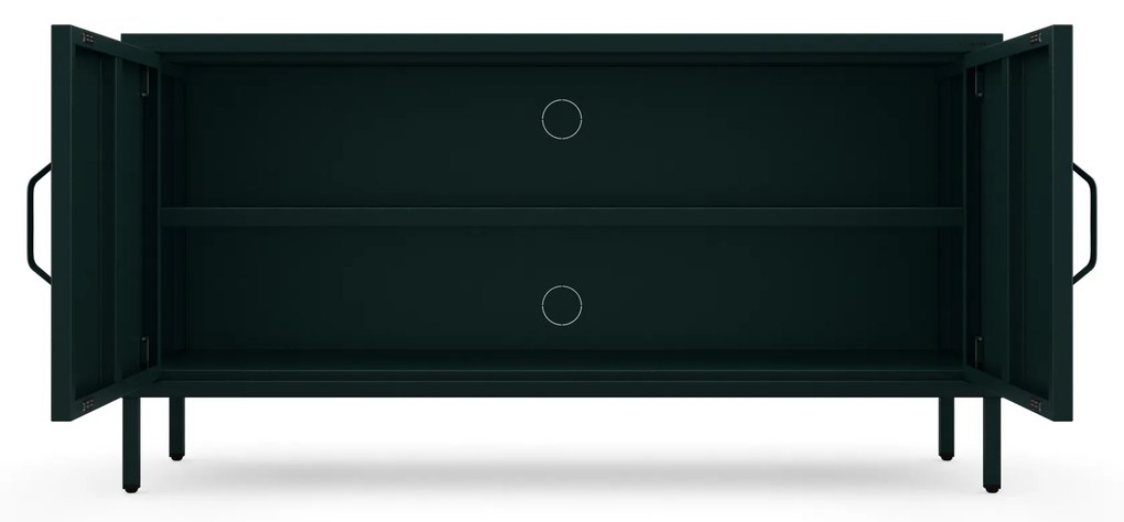 TV skříňka kovová na nožičkách lahvově zelená, 1150x595x400 mm: ROSA Modern