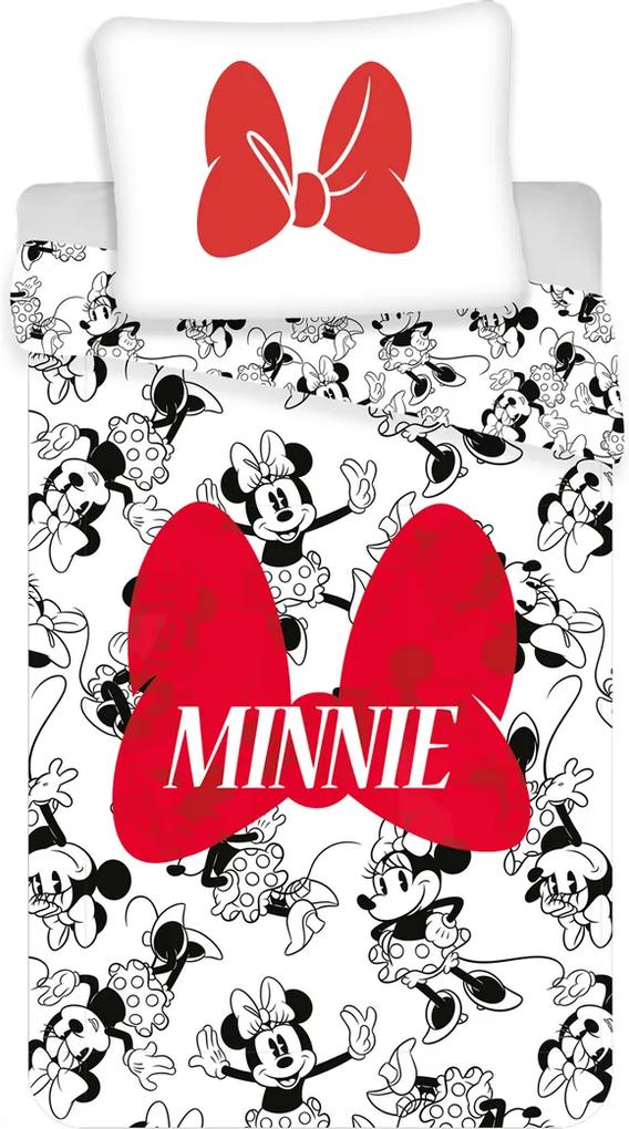 Jerry Fabrics Dětské bavlněné povlečení Minnie red bow, 140 x 200 cm, 70 x 90 cm