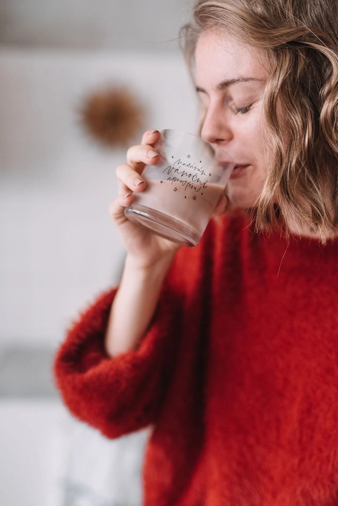 Bella Rose Sklenice Nasávám vánoční atmosféru, čirá barva, sklo, 250 ml