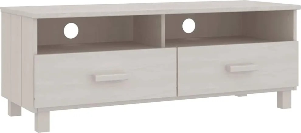 TV stolek HAMAR bílý 106 x 40 x 40 cm masivní borovice 340469