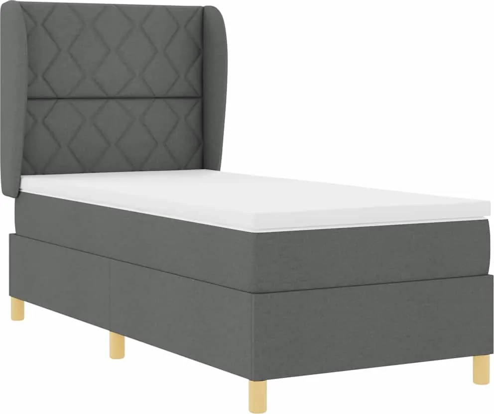 Postel s boxspringem s čelo Tmavě šedá 200 x 100 cm textil 3340803