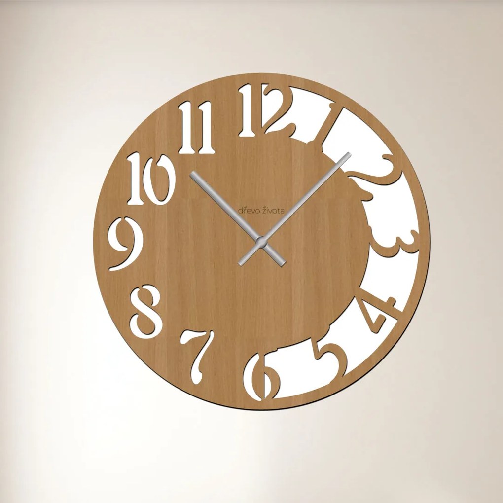 dřevo života Nástěnné hodiny CLOCK Zvolte barvu dekoru: Dub Sonoma, Zvolte velikost hodin (cm): 60x60, Barva ručiček: Černé