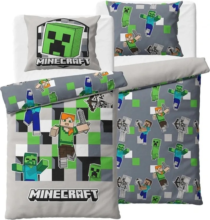 Carbotex Dětské povlečení Minecraft Objev svůj svět 140x200 + 70x90 cm