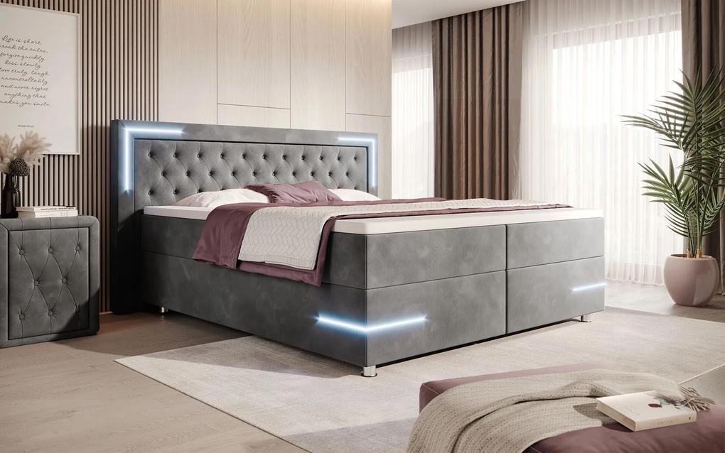 K&M postele Boxspring postel CARLOTTA bez úložného prostoru s LED Velikost postele: 120 × 200 cm, Výběr matrace: Oboustranná pružinová matrace - stře…