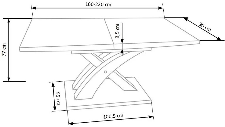 Jídelní rozkládací stůl SANDOR 2 černá / bílá Halmar