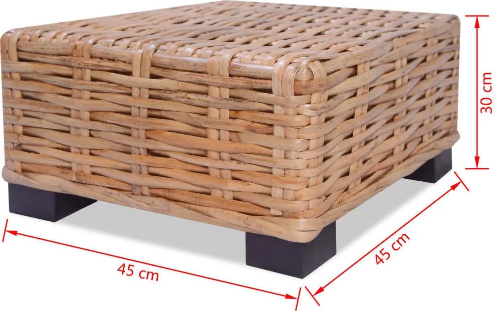 vidaXL Konferenční stolek, přírodní ratan, 45x45x30 cm [244627]