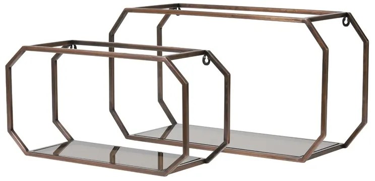 2ks měděná antik kovová police Muksi copper - 58*20*30/70*29*38 cm