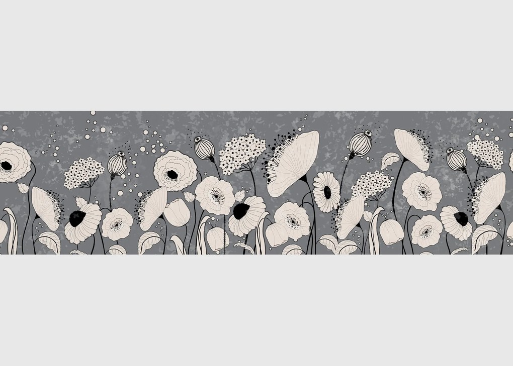 Samolepící bordura na zeď Sketch Kvetů | 5 m x 13.8 cm | DWB8411