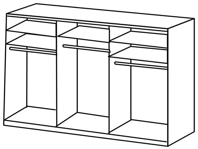 Šatní skříň Altona, 270 cm, bílá/šedé sklo