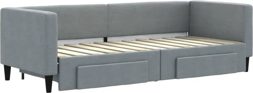 Válenda s přistýlkou a zásuvkami světle šedá 80 x 200 cm textil 3196609