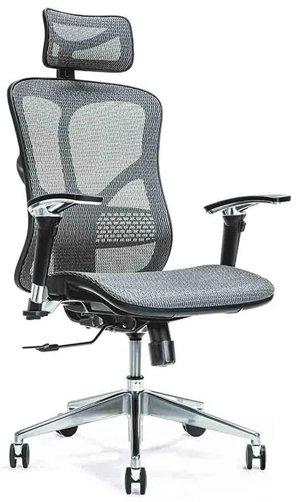 Ergonomická kancelářská židle v šedé barvě s mesh sedačkou