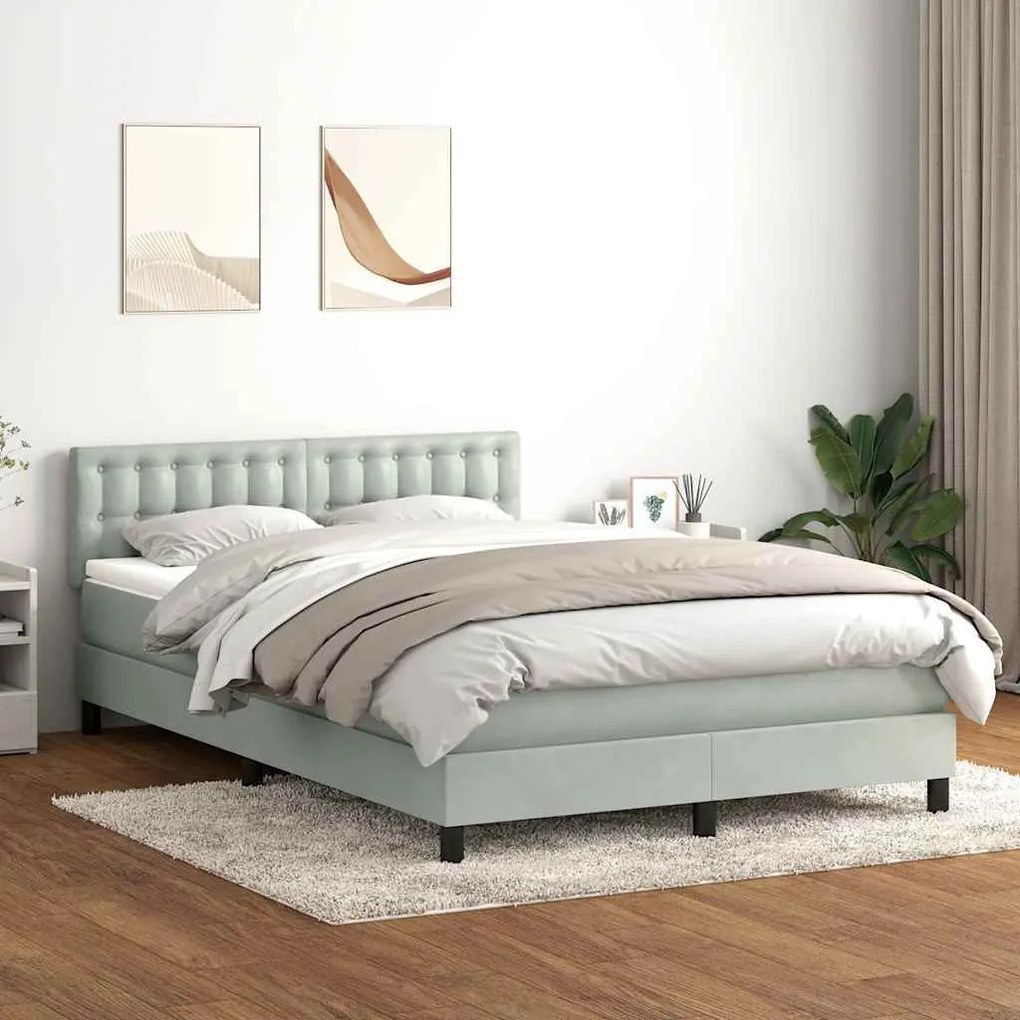 Box spring postel s matrací světle šedá 160x210 cm samet 3316599