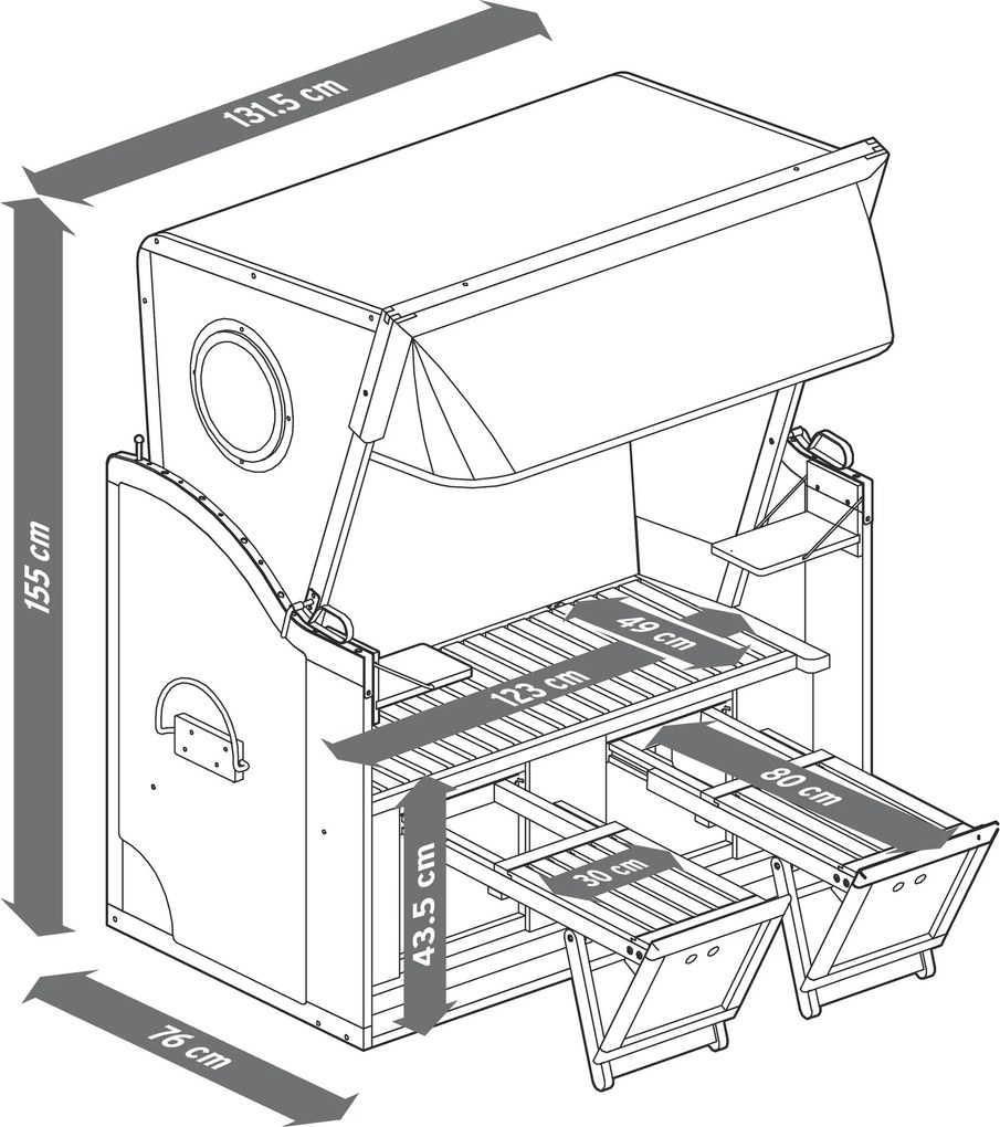 Tchibo - Prémiový plážový koš XL se 2 výklopnými stolky - barva: šedá