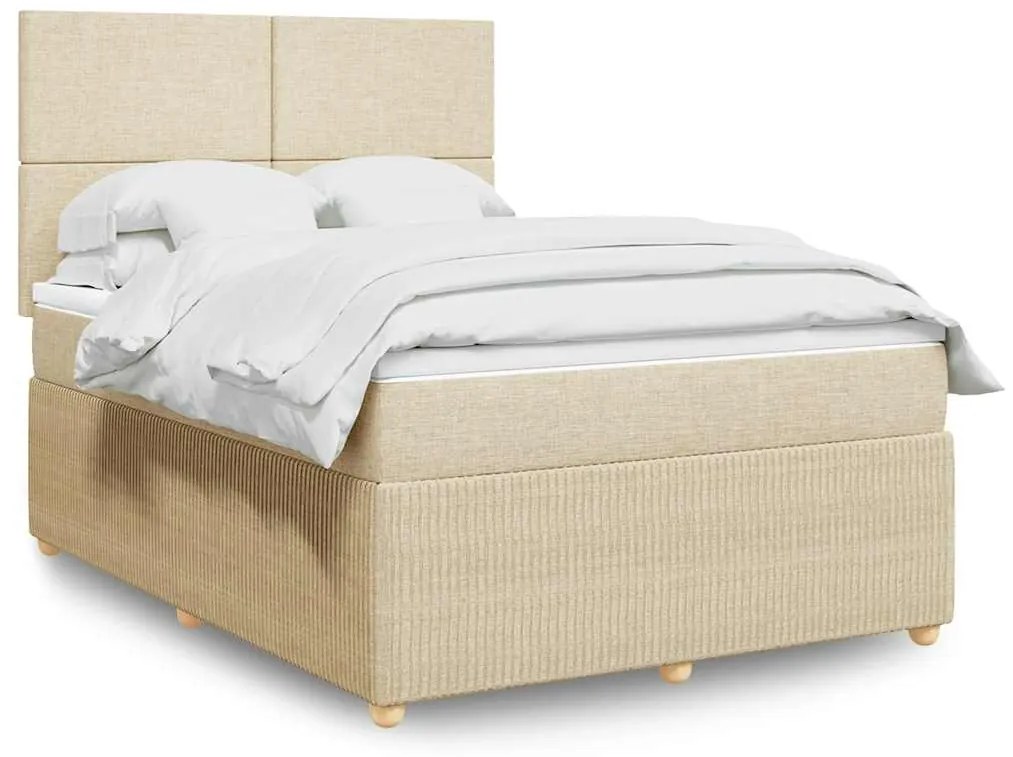 Box spring postel s matrací krémová 140x190 cm textil 3294349