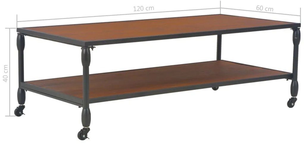 Konferenční stolek s poličkou 120 x 60 x 40 cm masivní jedle - Default Title