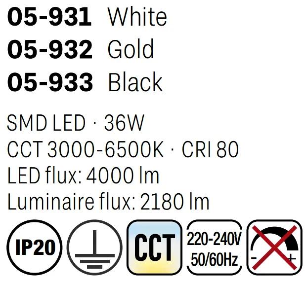 Černé stropní světlo Redo KNOB 05-933 / CCT LED 36W/ průměr 40 cm