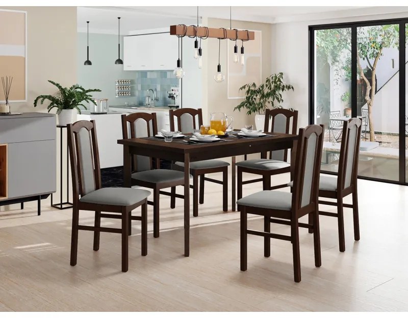 Rozkládací jídelní stůl se 6 židlemi AL08, Barva dřeva: ořech-L, Potah: Zetta 297