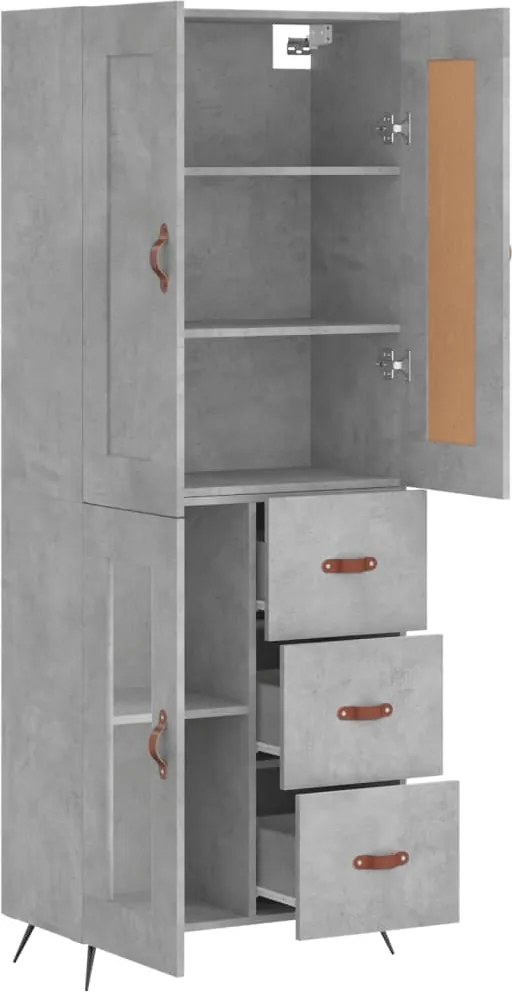 Skříň highboard betonově šedá 69,5x34x180 cm kompozitní dřevo 3199917